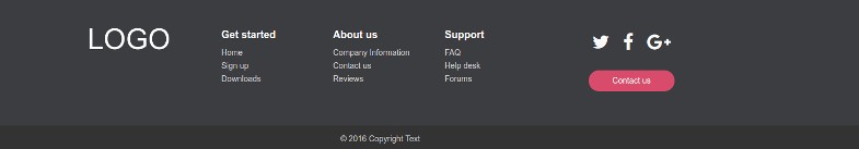 Footer Bootstrap 4 Template Pulp